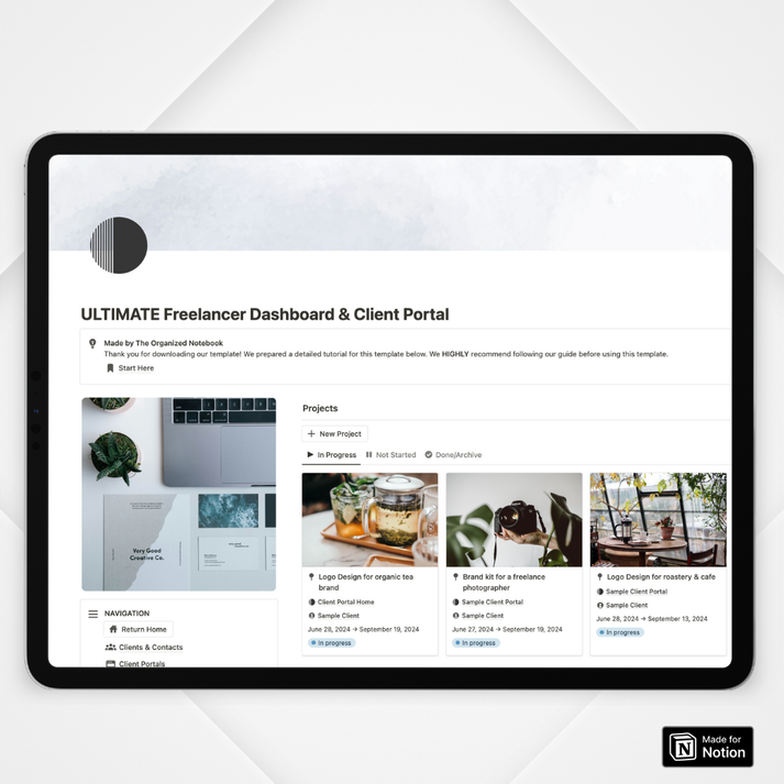 Ultimate Freelancer Dashboard & Client Portal Notion Template – The Organized Notebook