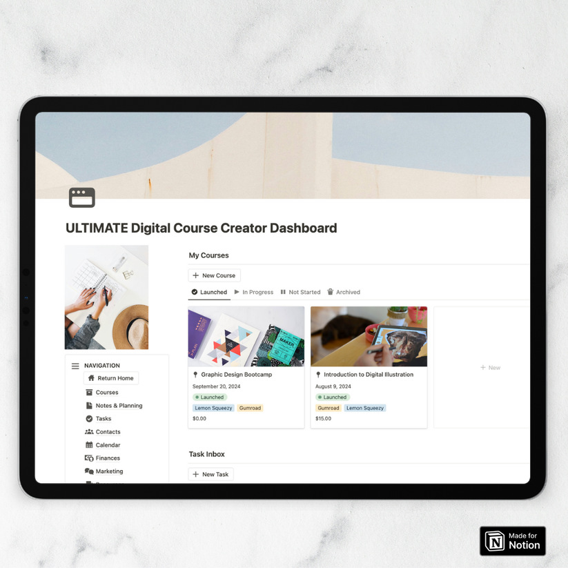Ultimate Course Creator Dashboard Notion Template – The Organized Notebook
