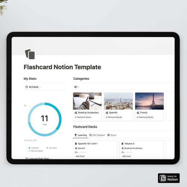 Flashcard Notion Template – The Organized Notebook