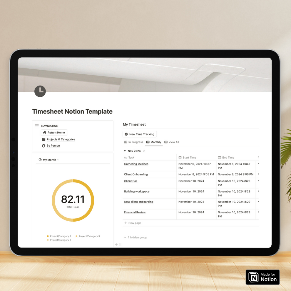 Timesheet Notion Template – The Organized Notebook