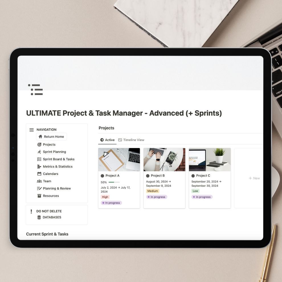 ULTIMATE Project & Task Manager Notion Template – The Organized Notebook