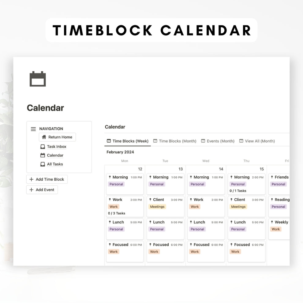 ULTIMATE Time Block Planner Notion Template – The Organized Notebook