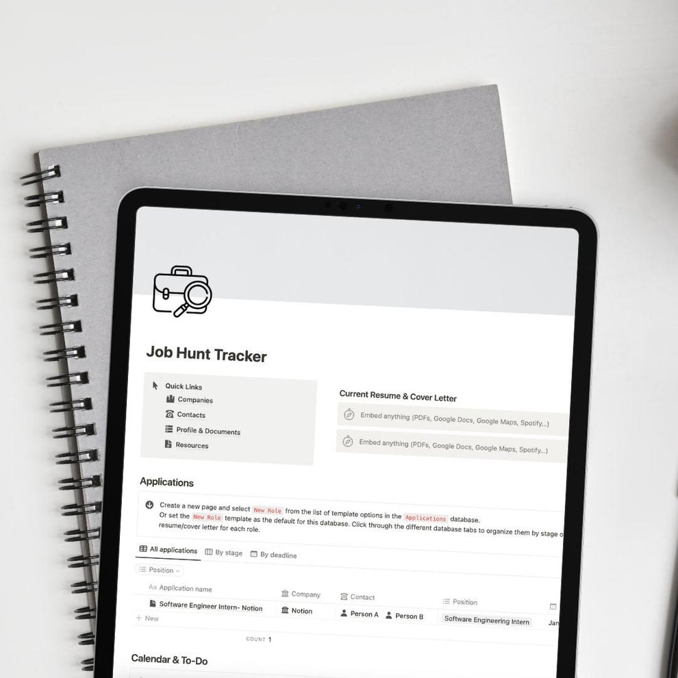 Job Hunt Tracker Notion Template – The Organized Notebook
