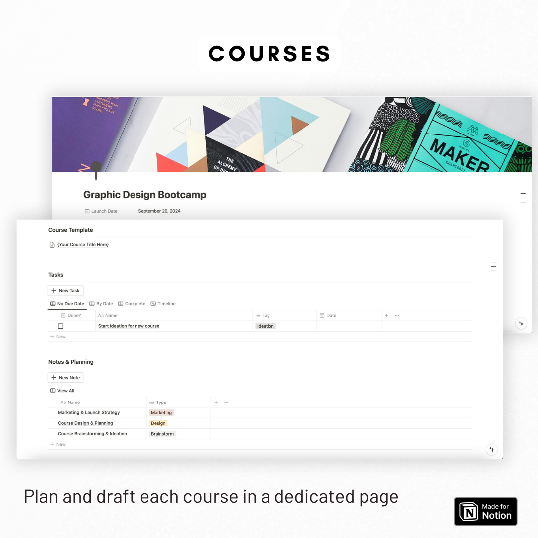 Ultimate Course Creator Dashboard Notion Template – The Organized Notebook
