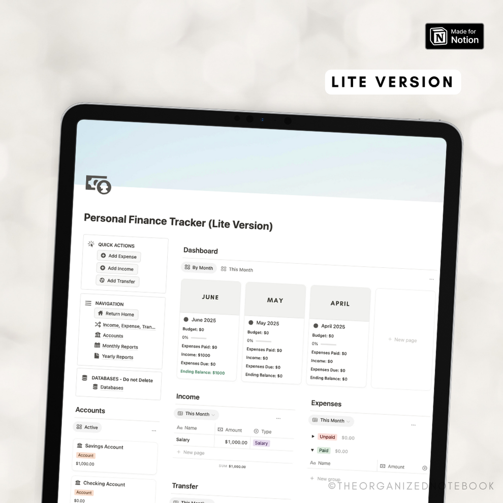 ULTIMATE Personal Finance Tracker Notion Template – The Organized Notebook