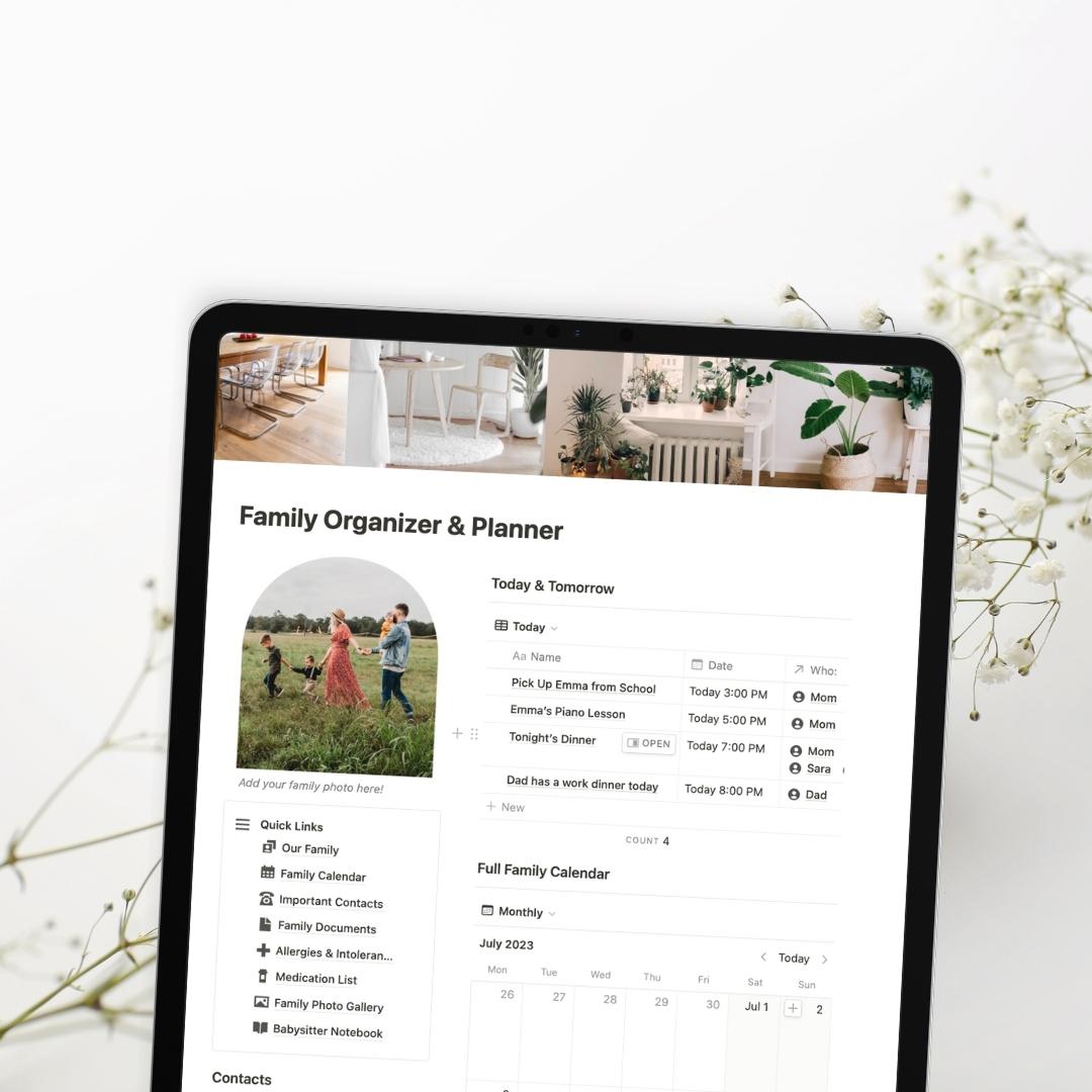 Family Planner & Organizer Notion Template – The Organized Notebook