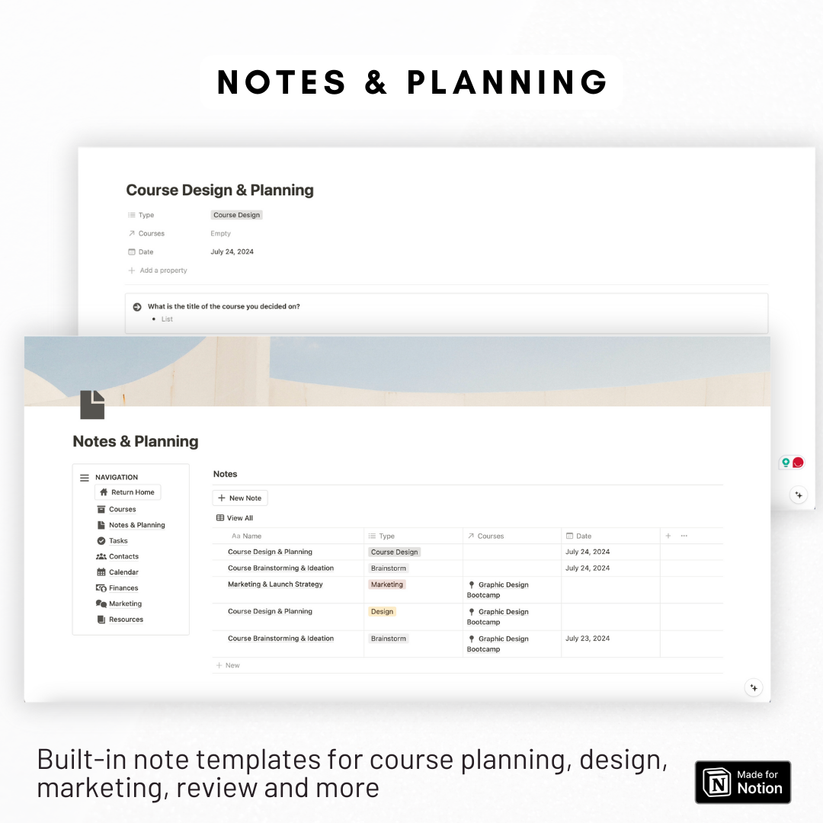 Ultimate Course Creator Dashboard Notion Template – The Organized Notebook