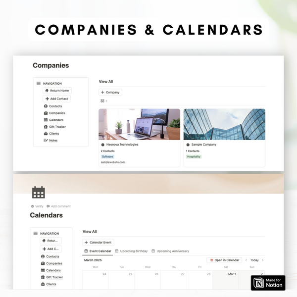 Personal & Business CRM Notion Template – The Organized Notebook