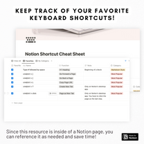 Notion Cheat Sheet: Keyboard Shortcuts – The Organized Notebook