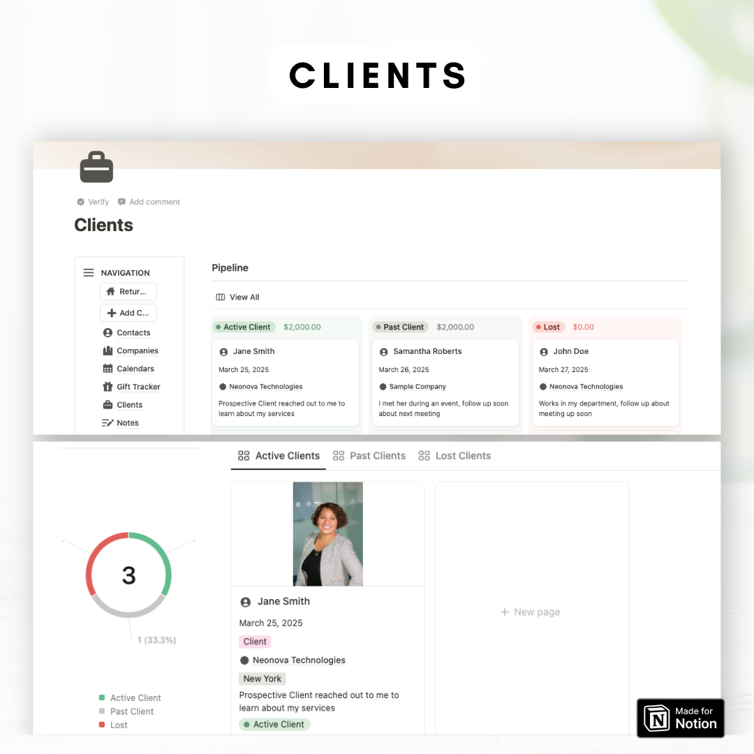 Personal & Business CRM Notion Template – The Organized Notebook