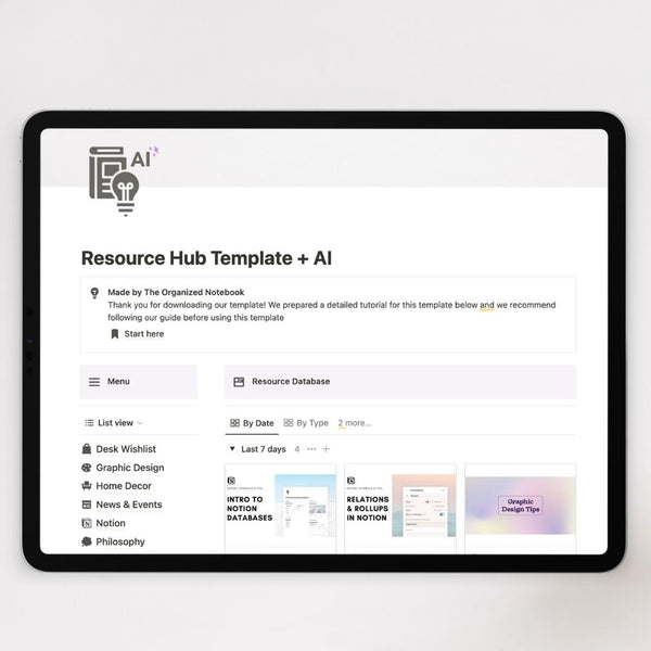 Resource Hub + AI Notion Template – The Organized Notebook