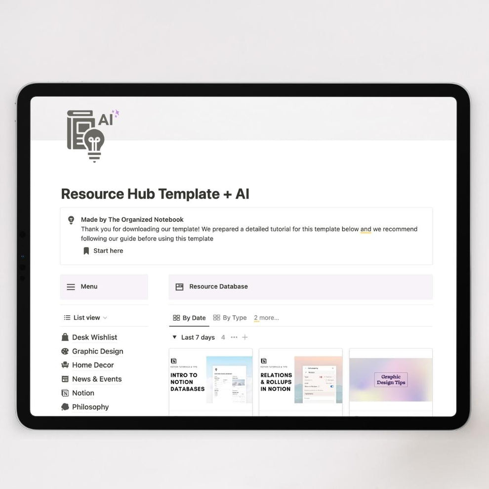 Resource Hub + AI Notion Template – The Organized Notebook