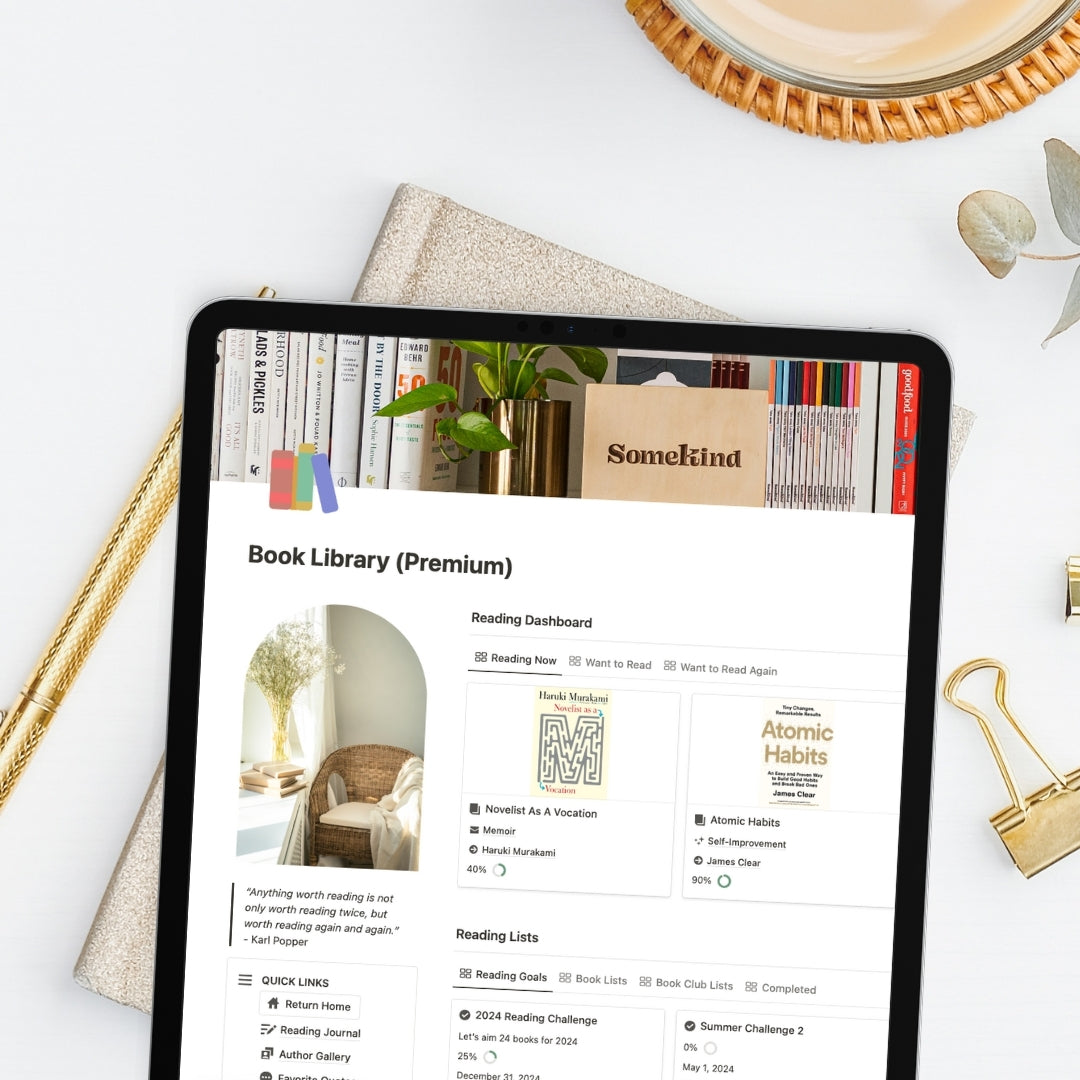 Book Library & Reading Journal Notion Template – The Organized Notebook
